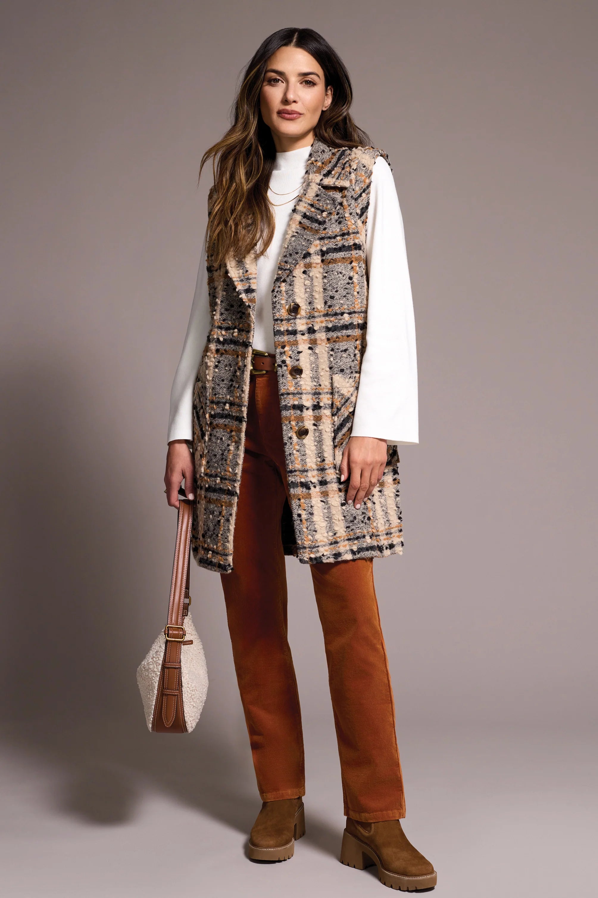 Textured Plaid Wide Notch Collar Long Vest – The Paisley Boutique